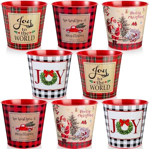 Amazon.com: Putuo Decor Metal Buckets with Snowman Pattern, 6 Pieces ...