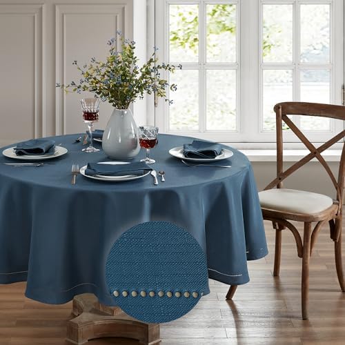 Amazon.com: Yourtablecloth Chambray Round Tablecloth (Blue, 70" Round ...