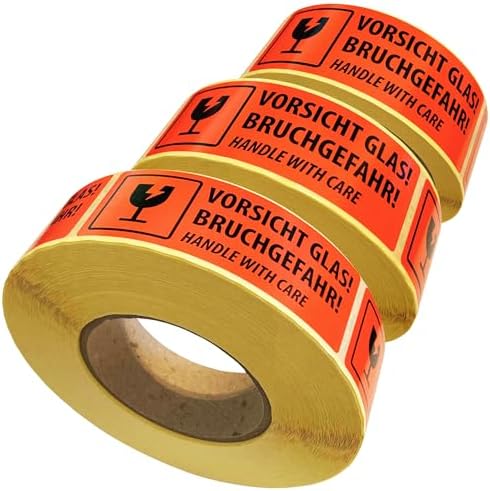 PROLAC – 1000x „VORSICHT GLAS“ Warnhinweis Aufkleber (Warnaufkleber ...