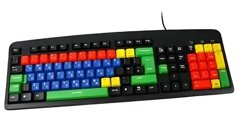 Coloured Qwerty USB Keyboard Uppercase & Lowercase Coloured for School ...