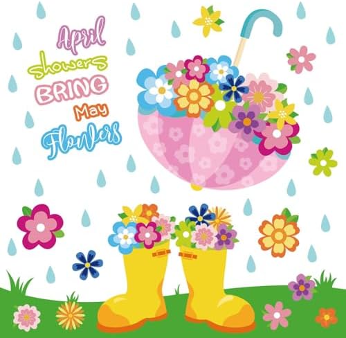 Amazon.com: JarThenaAMCS 94Pcs April Showers Bring May Flowers Spring ...