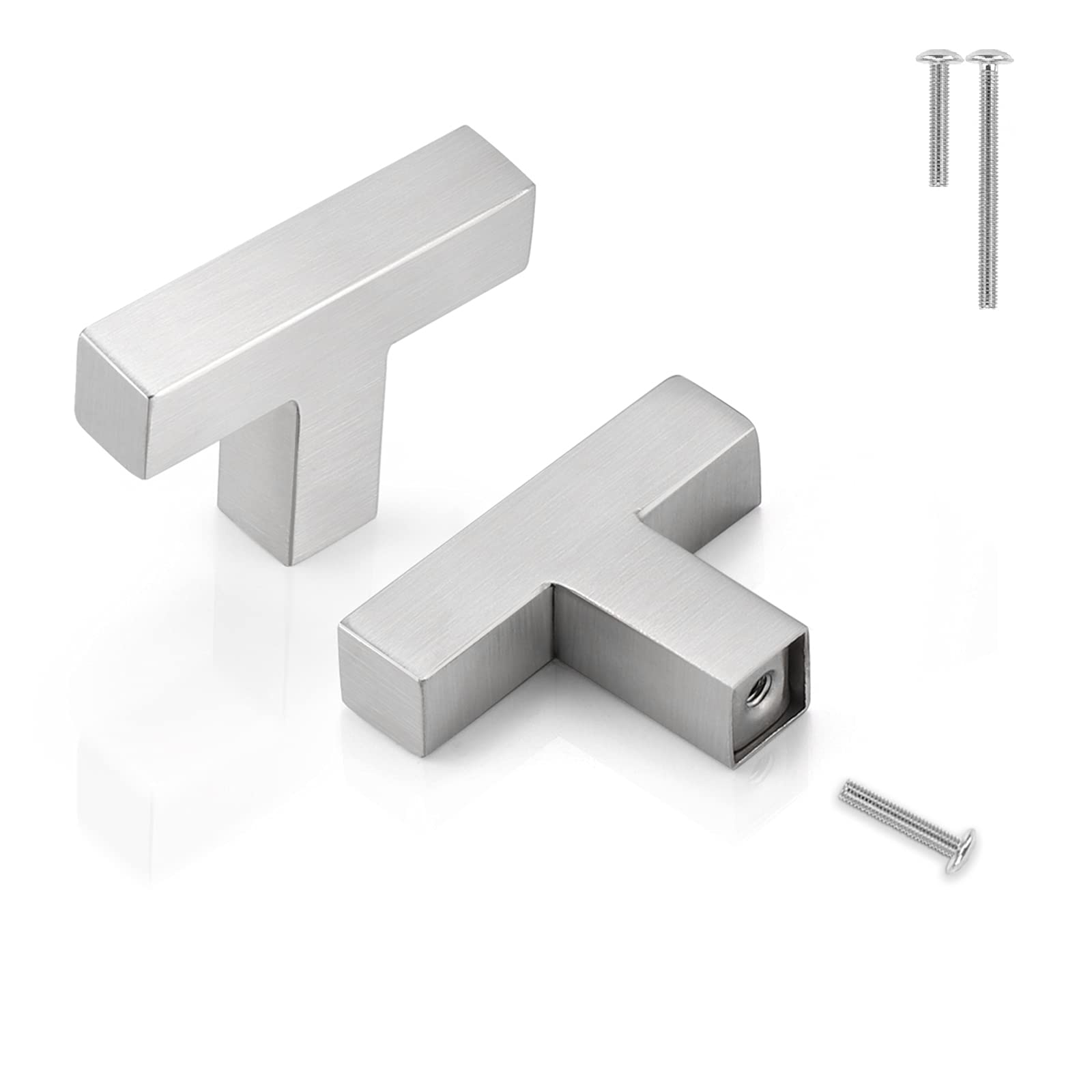 Gobrico 15 Pack Square T Bar Cabinet Knobs Single Hole Brushed Nickel ...