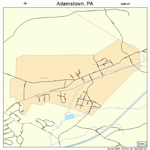Large Street & Road Map of Adamstown, Pennsylvania PA - Printed poster ...