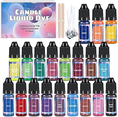 Candle Dye - 20 Colors Liquid Concentrated Candle Color Dye for Soy Wax ...