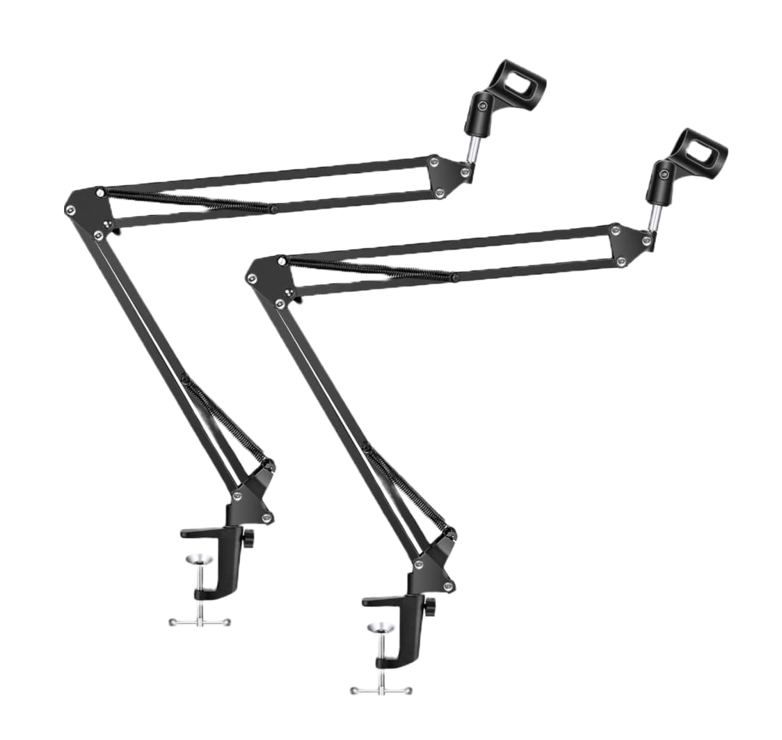 Techtest Set of 2 Condenser Microphone Stand, Mike Stand Recording ...