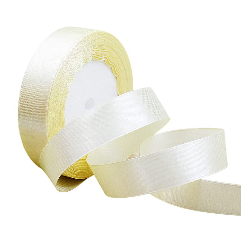 Off-White Satin Ribbon for Gift Crafting, Double Sided Polyester 20mm X ...