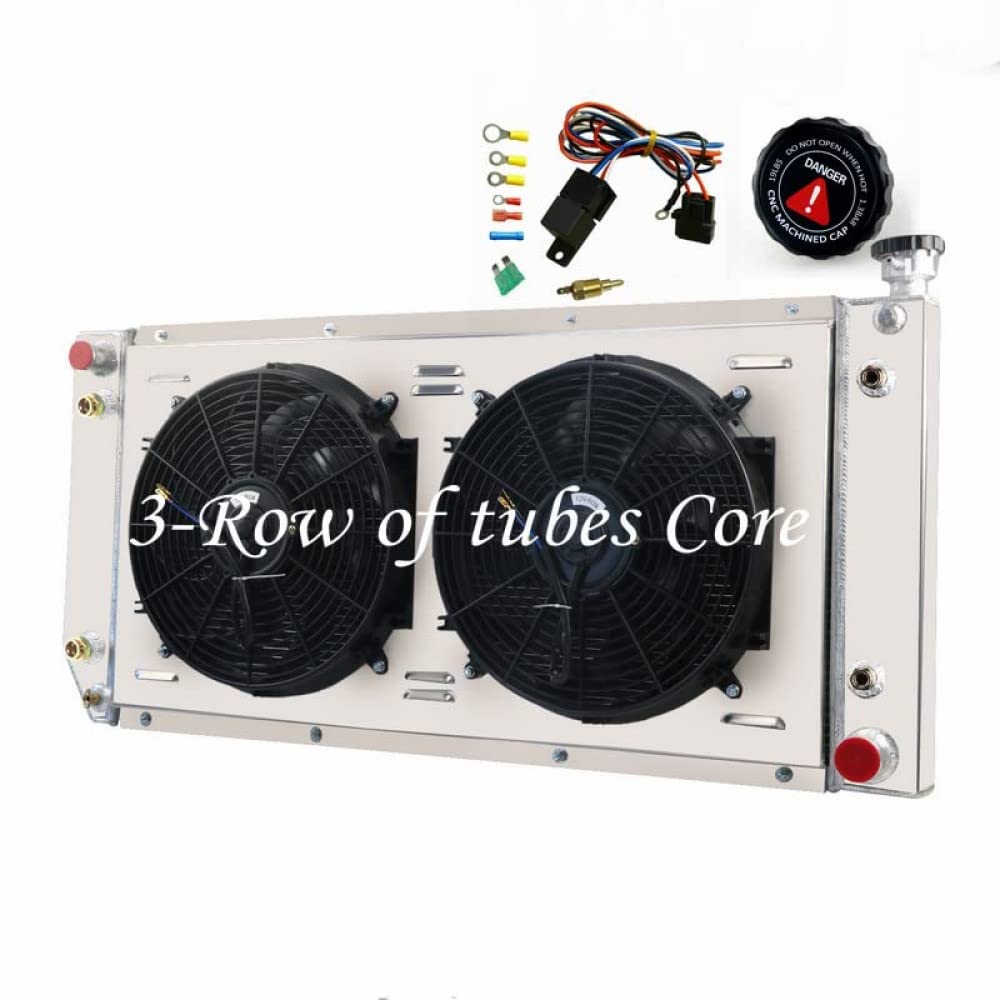 Amazon.com: ALLOYWORKS 3 Row All Aluminum Radiator 2 x 14" Fan Shroud ...