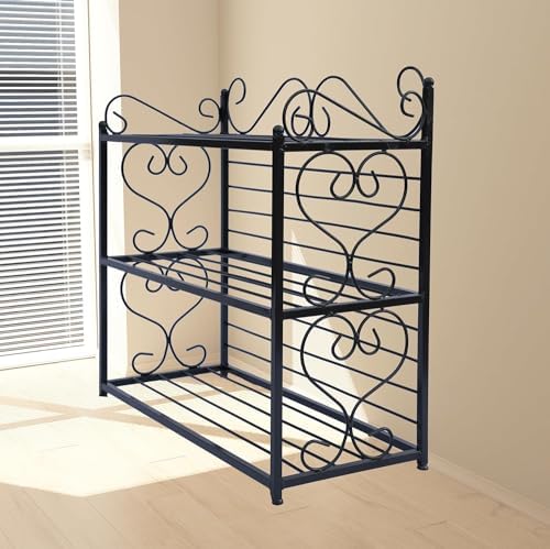NEST NATURE HAVEN Iron Shoe Rack/Resin Slat Utility Shoe Rack/Metal ...