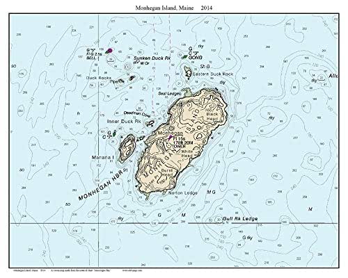 Amazon.com: Monhegan Island - 2014 Maine Nautical Map - Harbor Custom ...