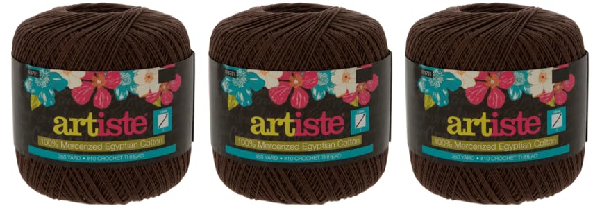 Amazon.com: Hobby Lobby Chocolate Artiste Cotton Crochet Thread(Set of 3)