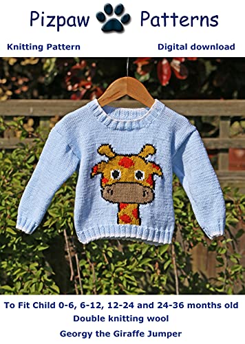 Georgy the Giraffe Jumper/Sweater Knitting Pattern to fit child 0-6m, 6-12m, 12-24m and 24-36m ...