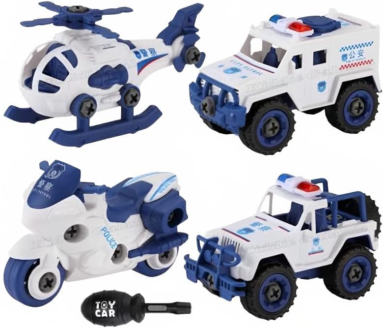 Kiddie Galaxia Police Vehicle Play Set Toy 4 Pack Cars with 1 ...