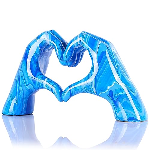 Blue Heart Hands Sculpture Couple Romantic Love Statue, Navy Blue Love ...