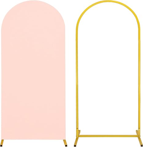 Amazon.com: Metal Arch Stand and Cover Set,1 Light Pink Spandex Fitted ...