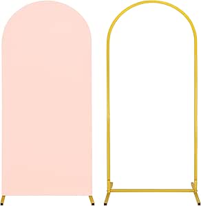 Amazon.com: Metal Arch Stand and Cover Set,1 Light Pink Spandex Fitted ...