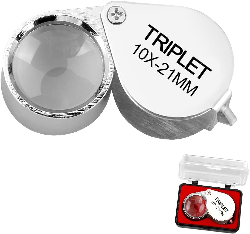 Metal Jewellery Magnifier, GLADFRESIT Folding Handheld Jewellers Loupe ...