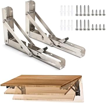 Amazon.com: Folding Shelf Brackets, 2 Pcs Heavy Duty Collapsible Shelf ...