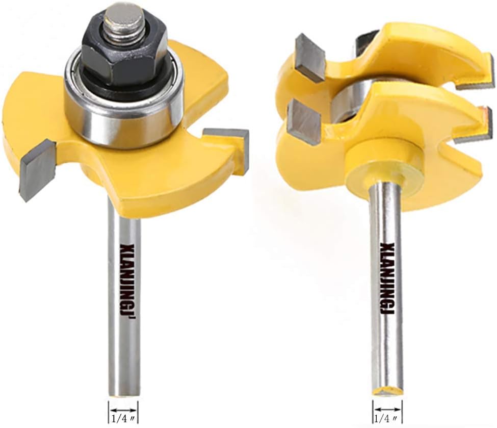 2Pcs Tongue and Groove Router Bit Set with 1/4 inch Shank Wood Milling ...