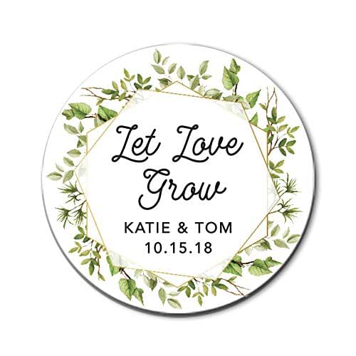Amazon.com: Let Love Grow Stickers, Woodland Greenery Theme, Custom ...