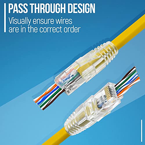 FEDUS RJ45 Cat6 Pass Through Connectors & Strain Relief Boots-Pack of ...