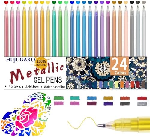 Gel Pens,Metallic Gel Pens Sets with 150% More Ink for Adults Coloring ...