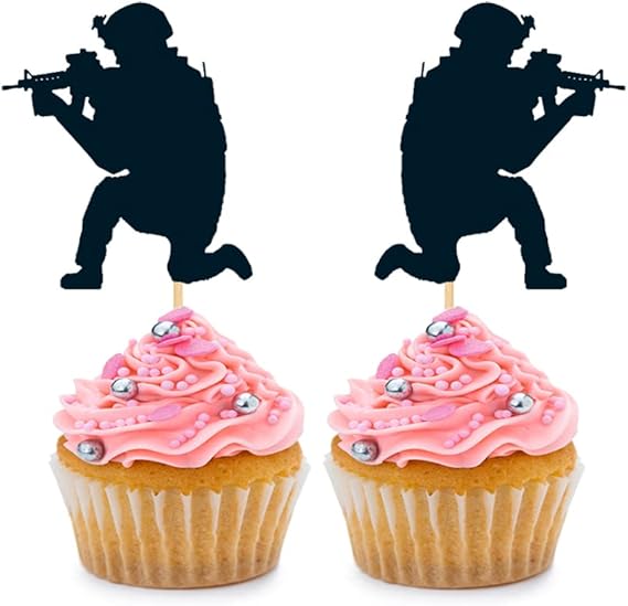 Amazon.com: 24 PCS PaintBall Cupcake Toppers for Sport Party Baby ...