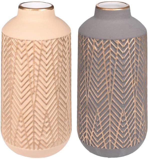 Amazon.com: Deco 79 Ceramic Decorative Vase Leaf Centerpiece Vases, Set ...