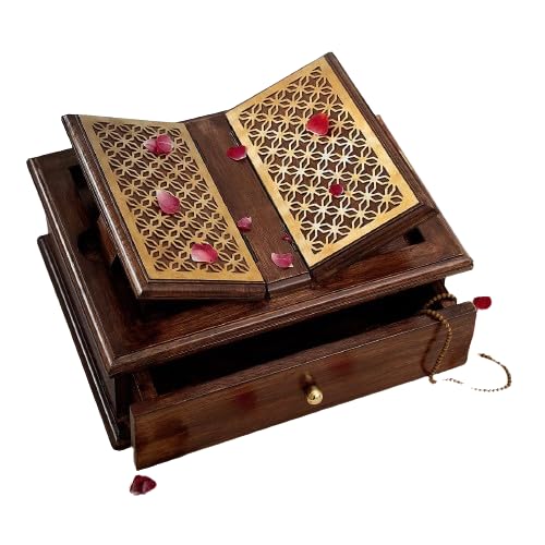 Wooden Palm Handcrafted Wooden Holy Book Reading Stand for Geeta/Quran ...