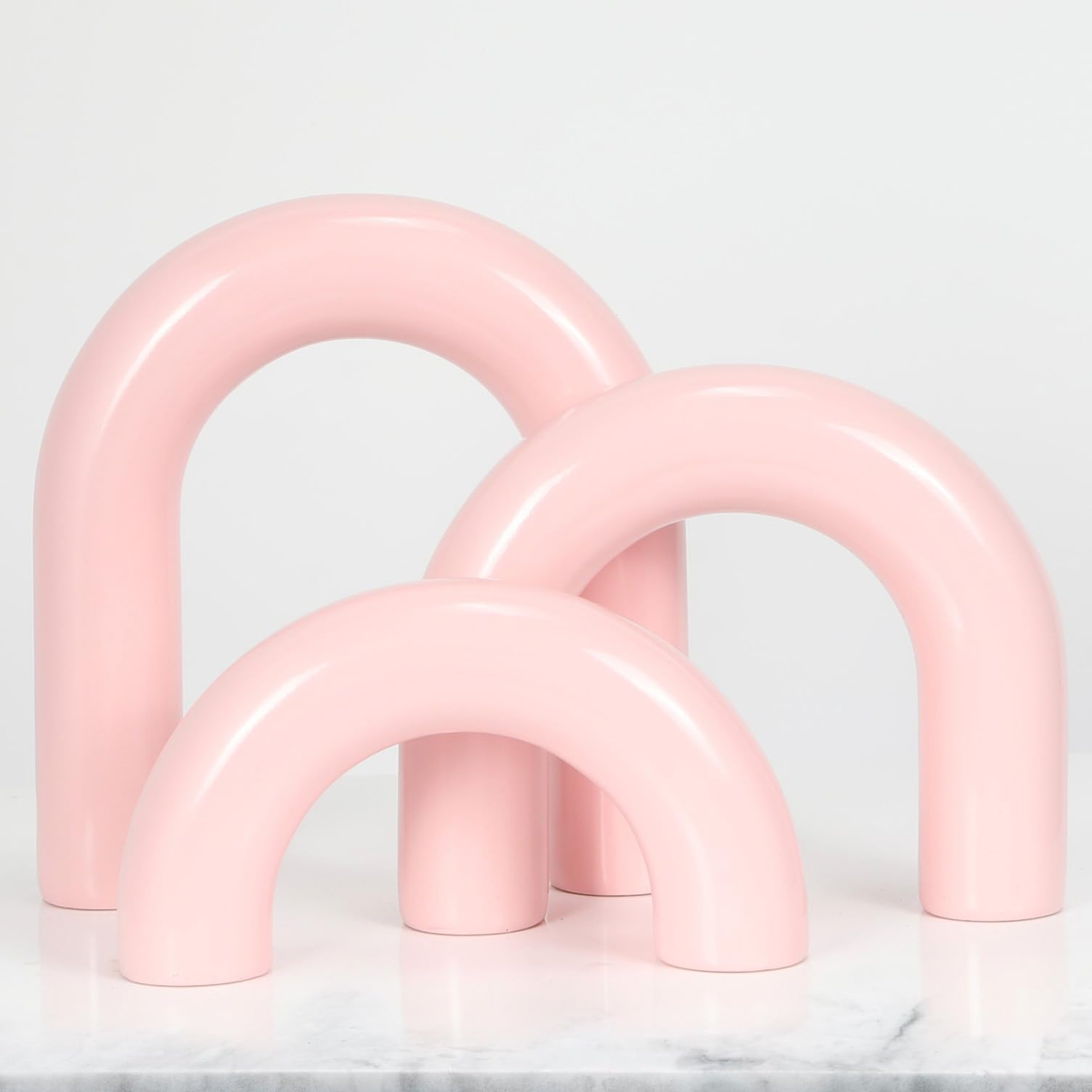 Amazon.com: HMASYO 3Pcs Pink Arch Decorative Objects Resin Statue ...