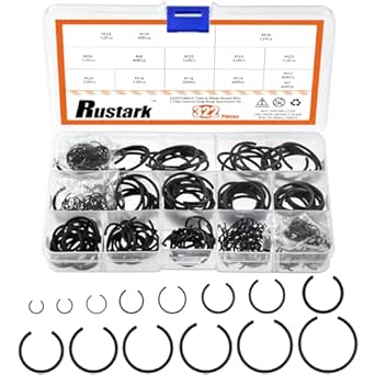 Rustark 322Pcs 14 Sizes 65Mn Steel Round Wire C-Clips Snap Rings ...
