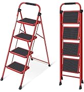 KINGRACK Step Ladder 4 Step Folding Step Stool for Adults with ...