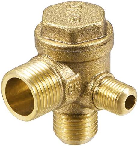 ZLYY 90-Degree Right Check Valve, 3-Port Brass Male Threaded Air ...