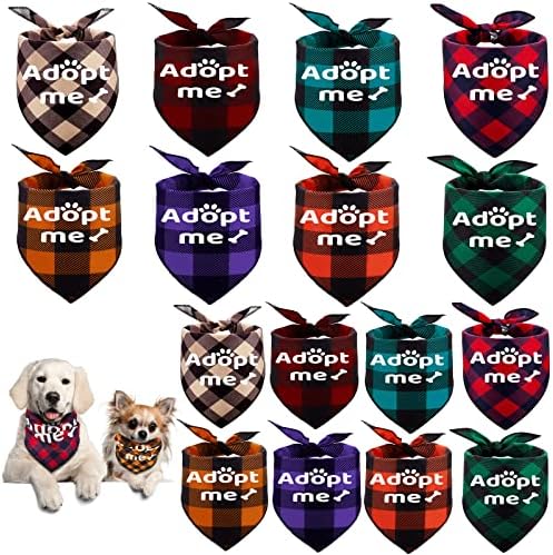 Amazon.com : 16 Pcs 2 Size Adopt Me Dog Bandanas Plaid Reversible ...