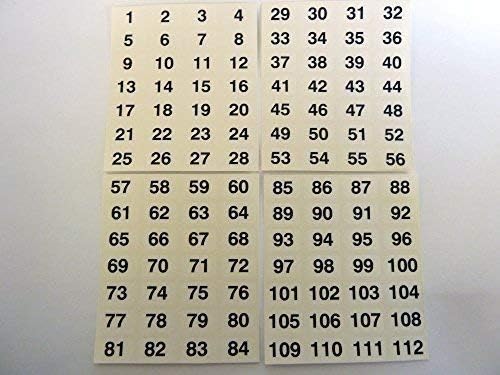 Clear 16x10mm Consecutive, Sequential Number Sequence Labels, Numbering ...