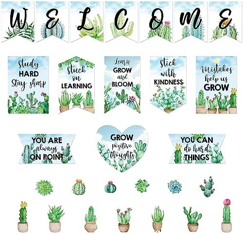 Amazon.com : Outus 28 Pcs Cactus Welcome Bulletin Board Posters Decor ...
