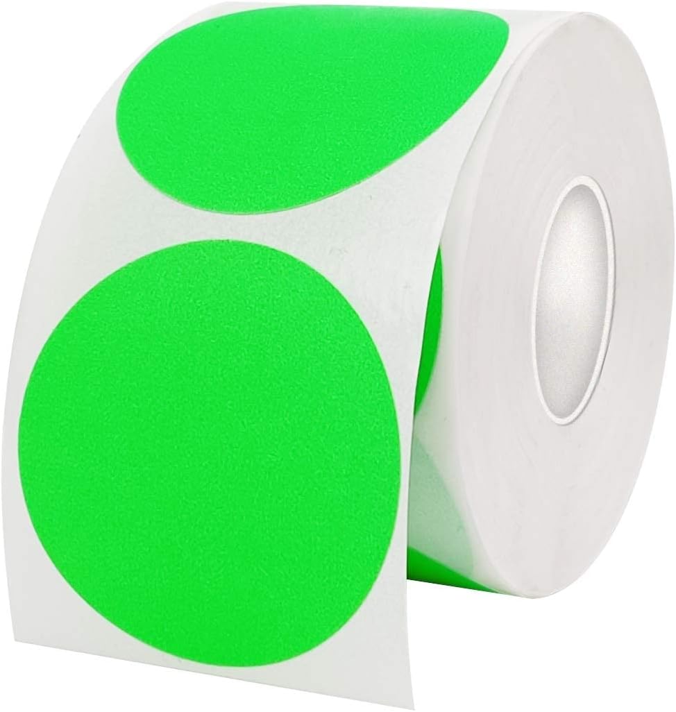 Amazon.com: STARLIBOO Fluorescent Green 4 inch Writable Circle Stickers ...