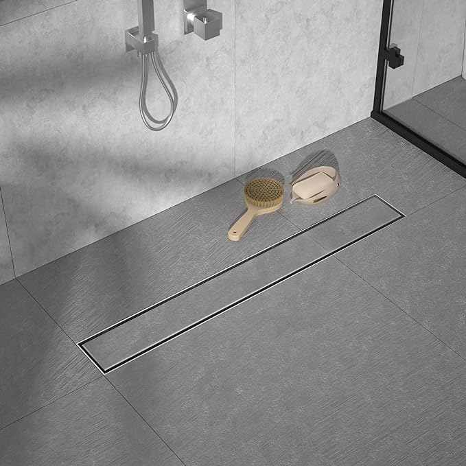 LIPKA 40 x 2 Inch Marble Insert Floor Drain, 304 Stainless Steel ...