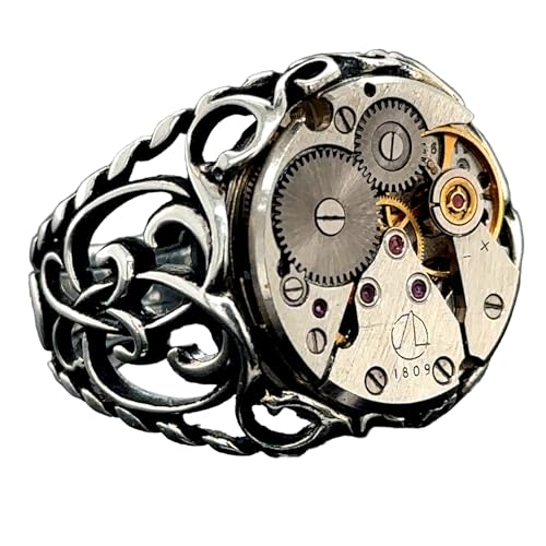 Amazon.com: Silver Watch Mechanism Ring, Clock Mechanism Ring, Swiss ...