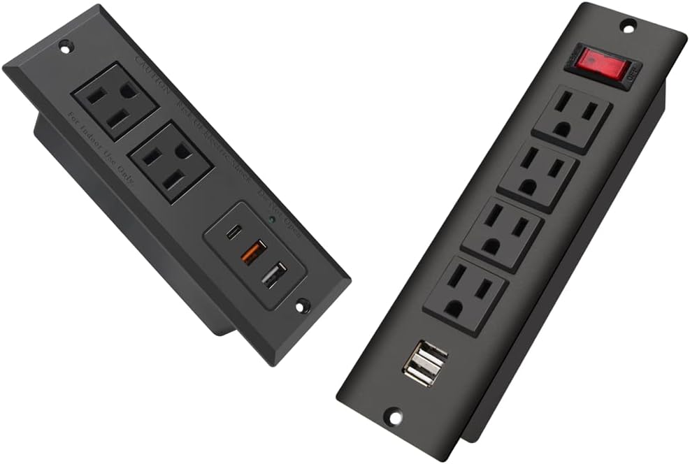 Amazon.com: 20W Recessed Power Strip USB C Fast Charge Desk Power ...