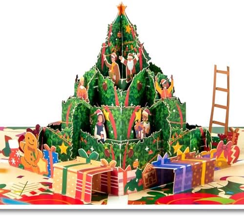 Amazon.com : GREETING ART Pop Up Christmas Cards, Christmas Tree Design ...