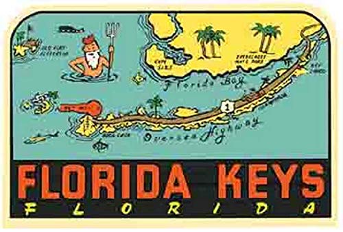 Amazon.com: Florida Keys Map Vintage Decal Sticker Souvenir : Arts ...