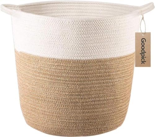 Amazon.com: Goodpick Round Wicker Storage Basket, Woven Laundry Basket ...