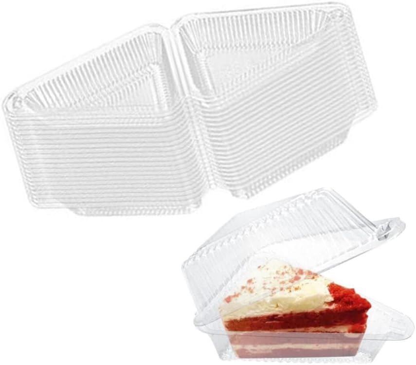 Amazon.com: Ebonee Disposable Clear Plastic Cake Slice Containers with ...