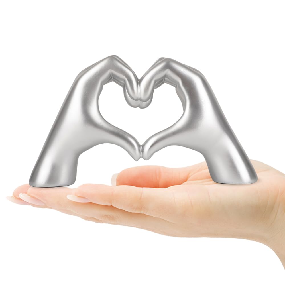 Amazon.com: MINPZLKJ Silver Decor Heart Hands Sculpture, Valentine Gift ...