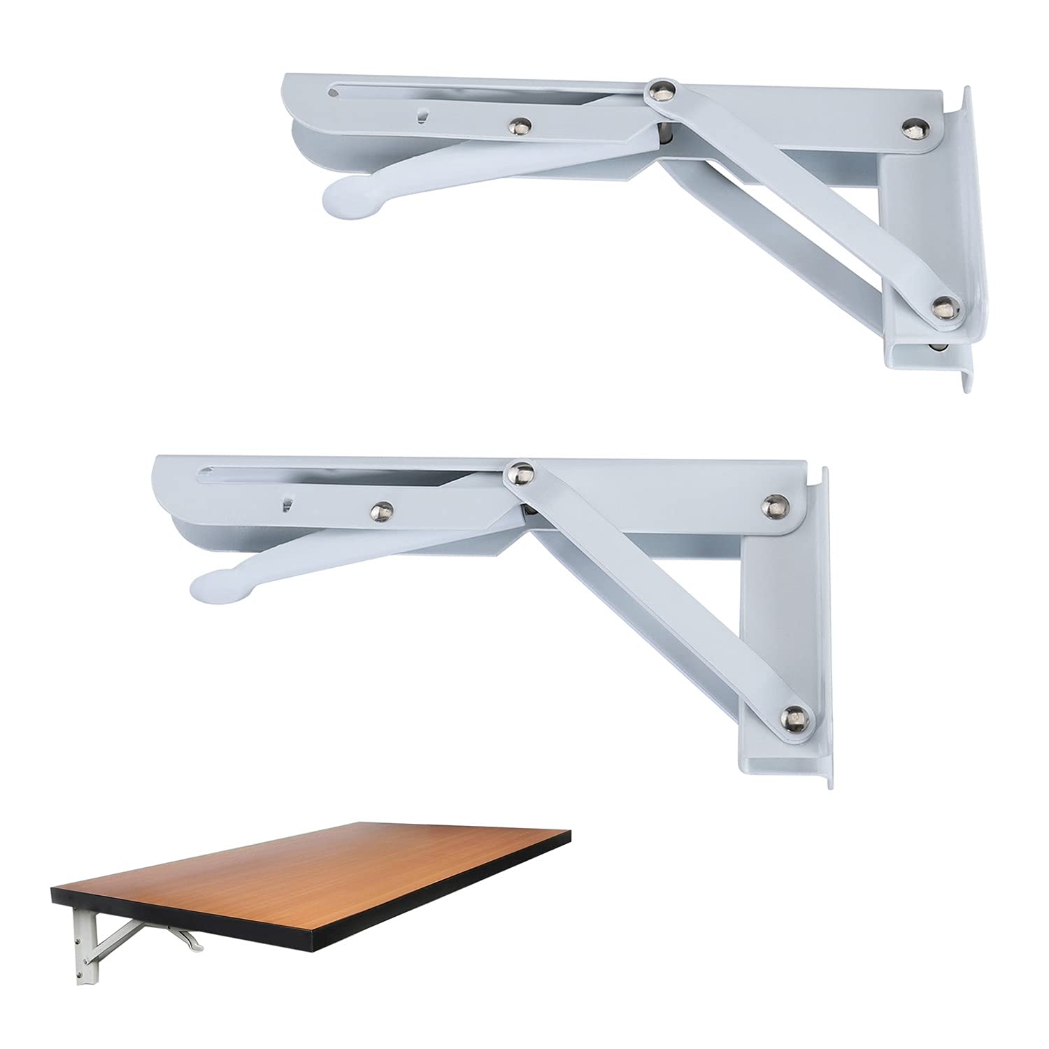 Buy Luokim Shelf Brackets 8 Inch Heavy Duty Stainless Steel Collapsible ...