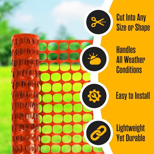Snapklik.com : Plastic Mesh Fence, Construction Barrier Netting, Orange ...