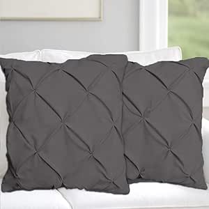 Amazon.com: Saferay Green Dark Gray Pinch Pleated Pintuck Pillow Shams Set of 2pc Hotel Luxury ...