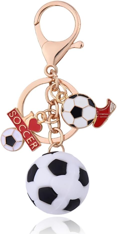 Amazon.com: I Love Soccer Keychain Gifts for Women Men 3D Football ...