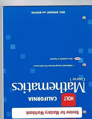 Holt Mathematics: Review for Mastery Workbook Course 1: HOLT, RINEHART ...