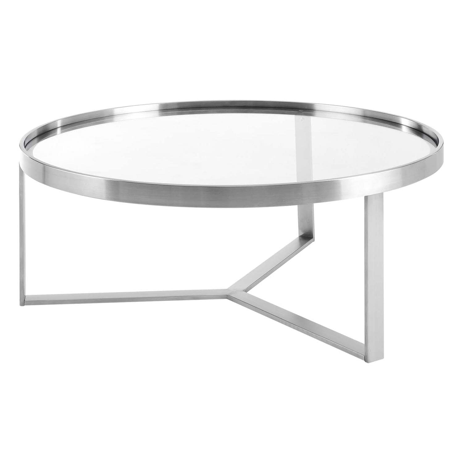 Amazon.com: Modway Relay Glass and Metal Accent Side Table, Silver, 35.5 x 35.5 x 13.5 : Home ...